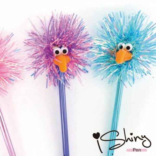 iShiny Fluffy Emu Pen Ribbon Strip Pompon Y2-F980-B - FOLUCK-Novelty toys